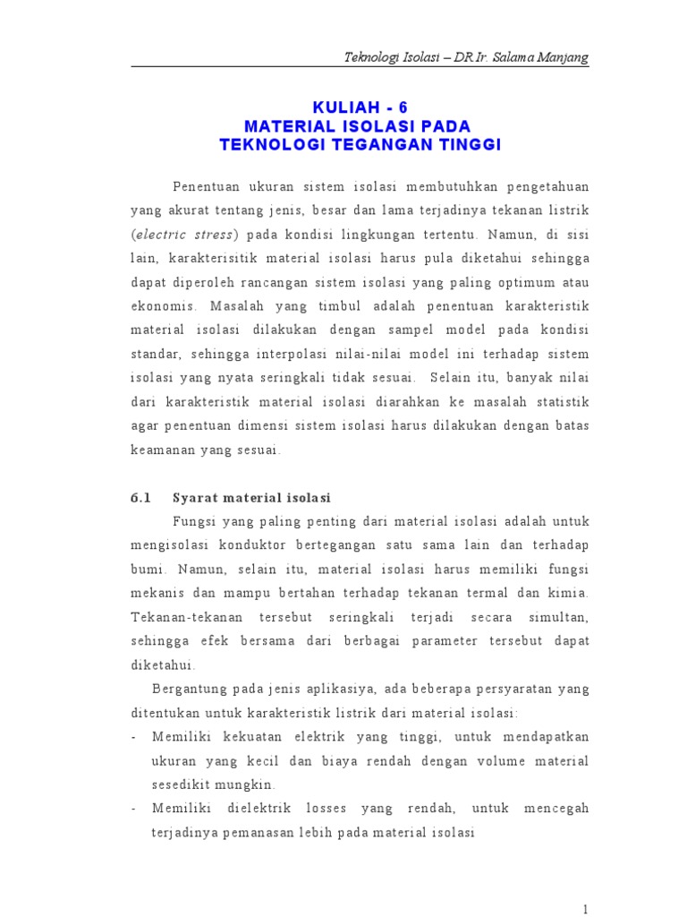 6 Material Isolasi Tegangan Tinggi | PDF