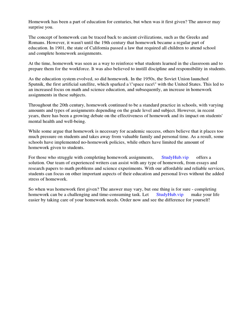 When Was Homework First Given | PDF | Homework | Learning