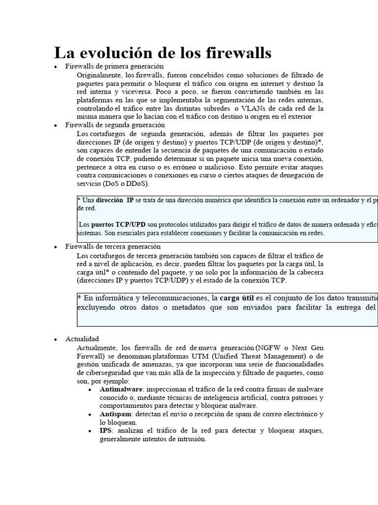 Esquema de evolución de firewalls | PDF | Cortafuegos (informática ...