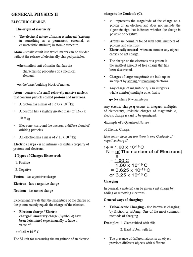 General Physics II q3 | PDF | Electric Charge | Electron