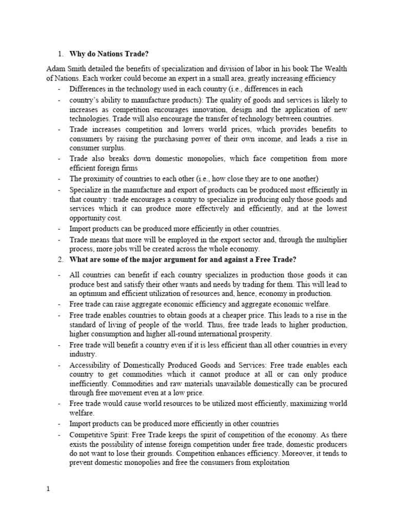 Benefits and Costs of Free Trade | PDF | Mercantilism | Comparative ...