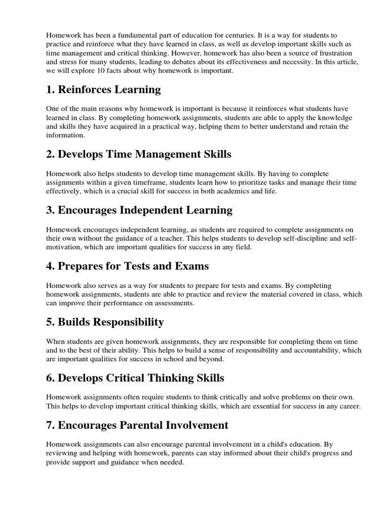 10 Facts About Why Homework Is Important | Download Free PDF | Homework ...