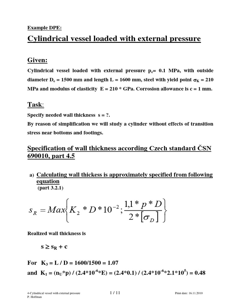 4-Cylindrical Vessel With External Pressure | PDF | Physical Sciences ...