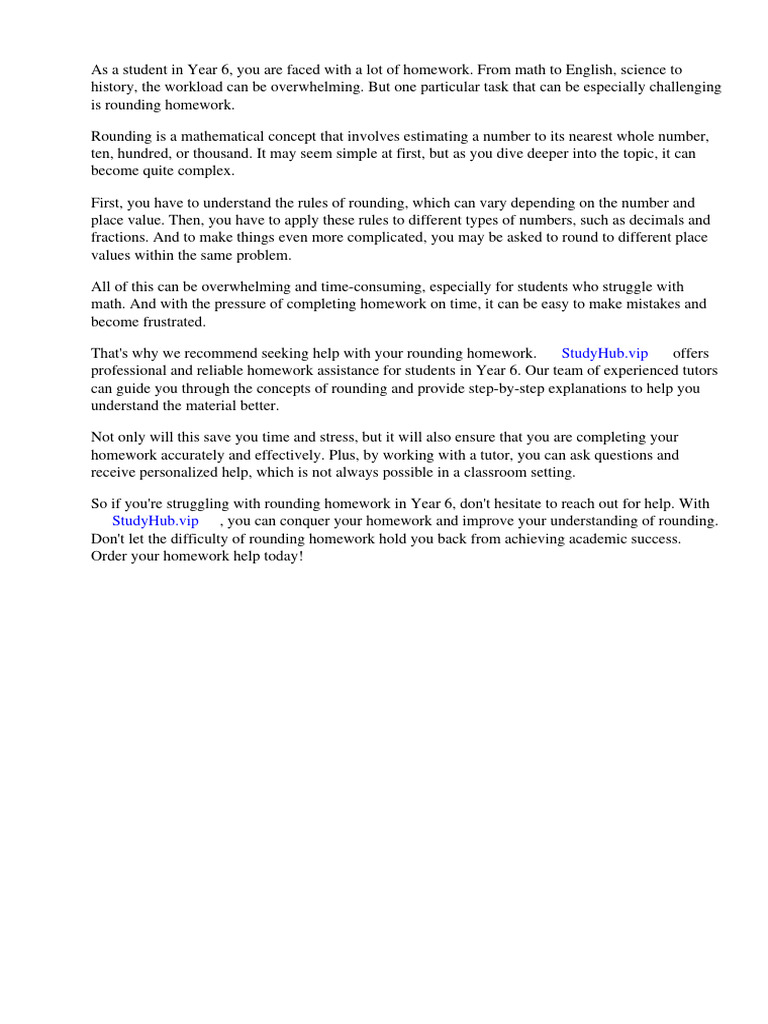 Rounding Homework Year 6 | PDF | Rounding | Worksheet