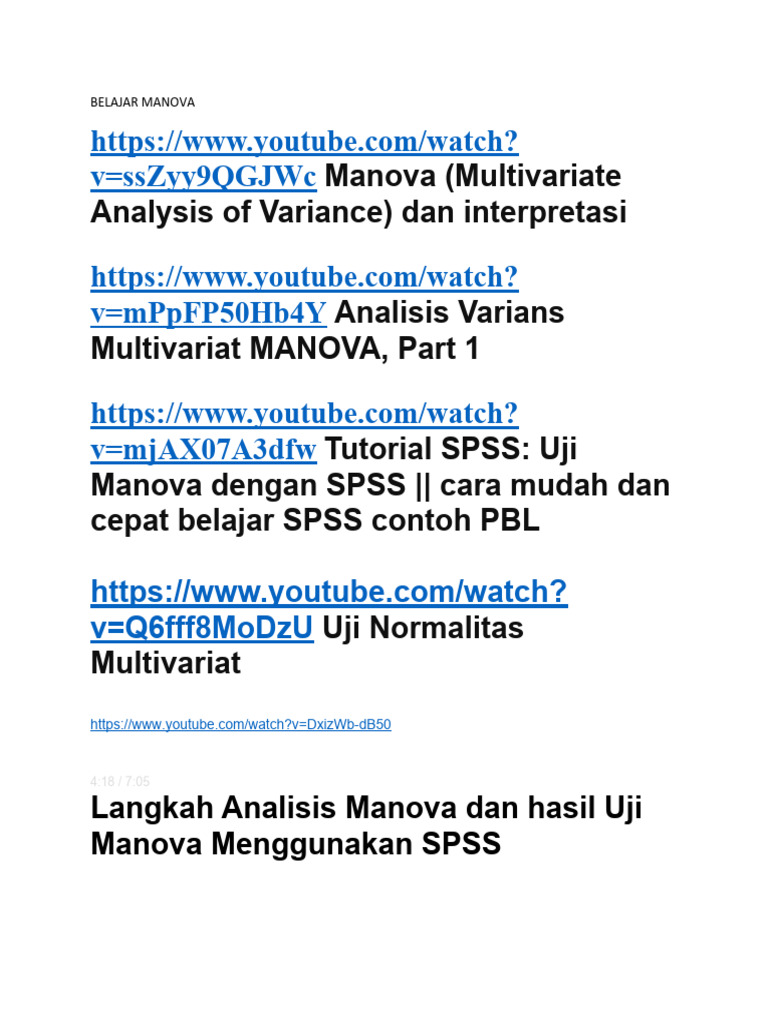 Panduan Lengkap MANOVA dengan SPSS | PDF