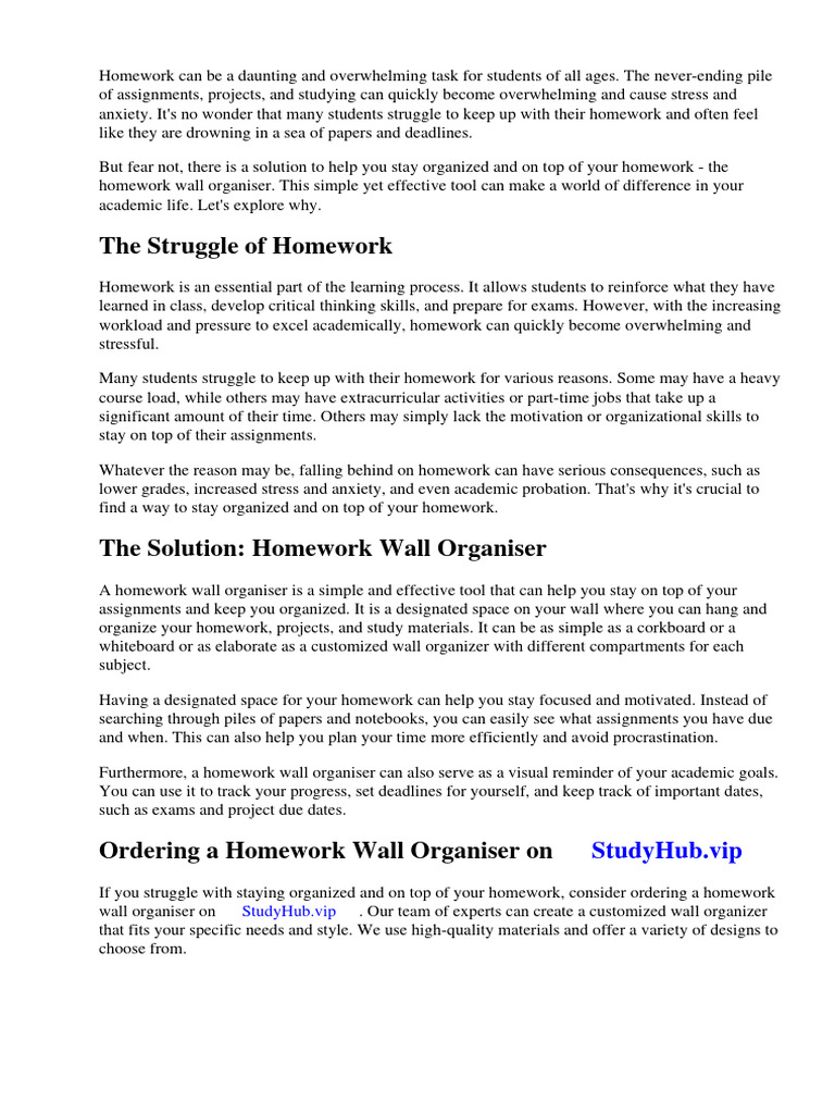 Homework Wall Organiser | PDF | Homework