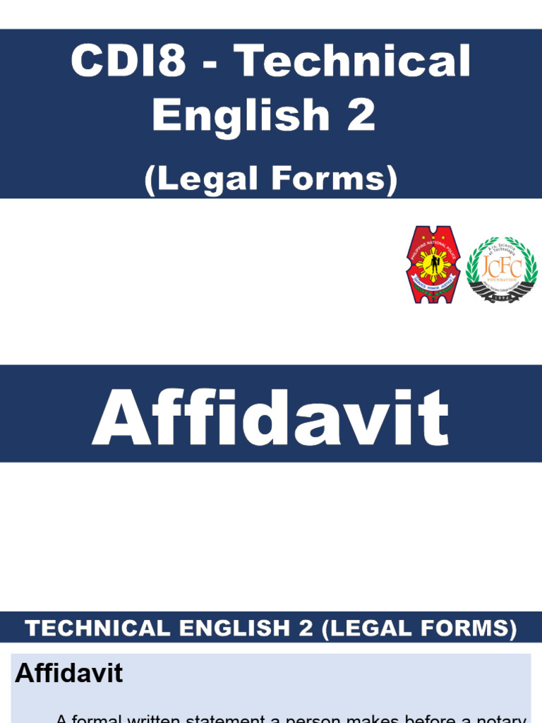 Technical English 2 Legal Forms | PDF | Affidavit | Deposition (Law)