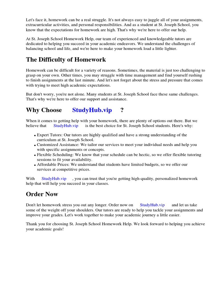 ST Joseph School Homework | PDF | Homework | Schools
