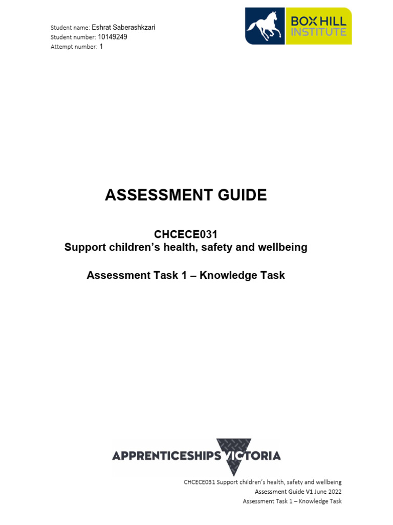 CHCECE031 Knowledge Task | PDF | Hygiene | Infection
