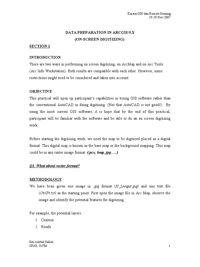 Lab 2 - 1 OnScreen Digitizing | PDF | Geographic Information System ...