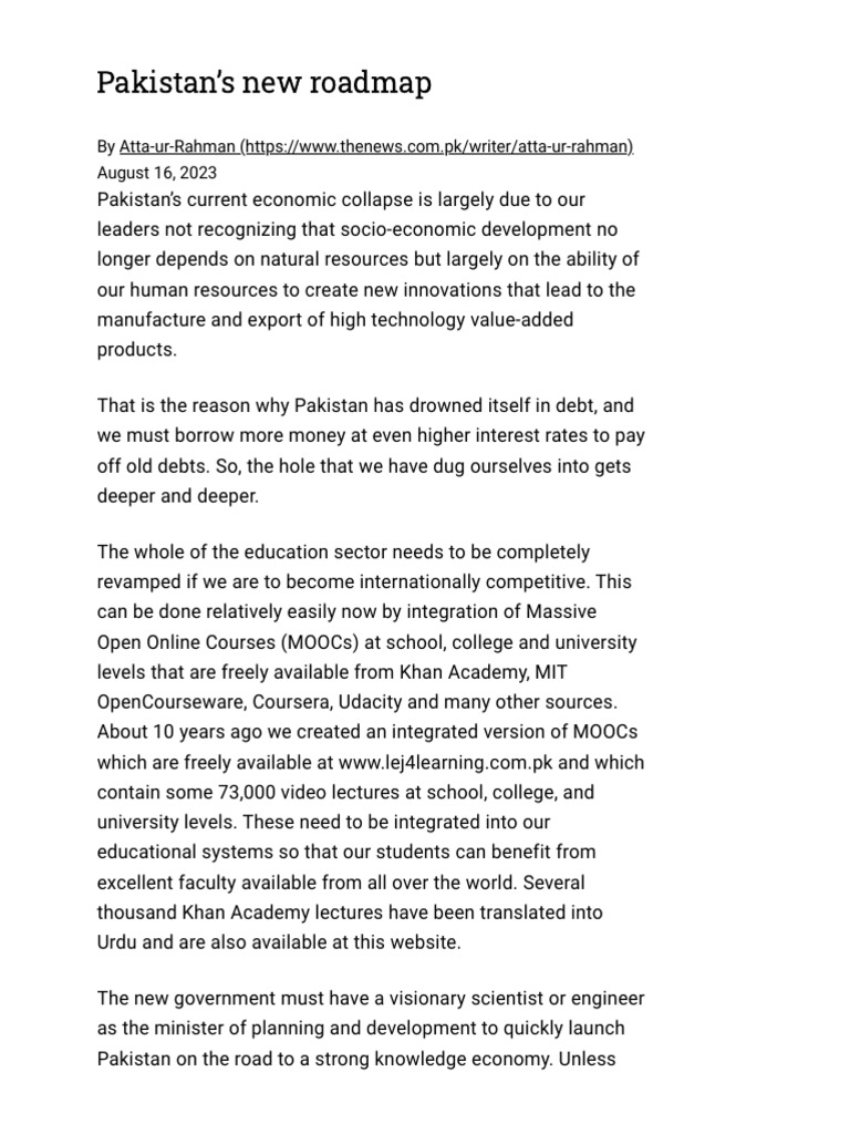 Pakistan’s new roadmap | PDF | Deep Learning | Innovation