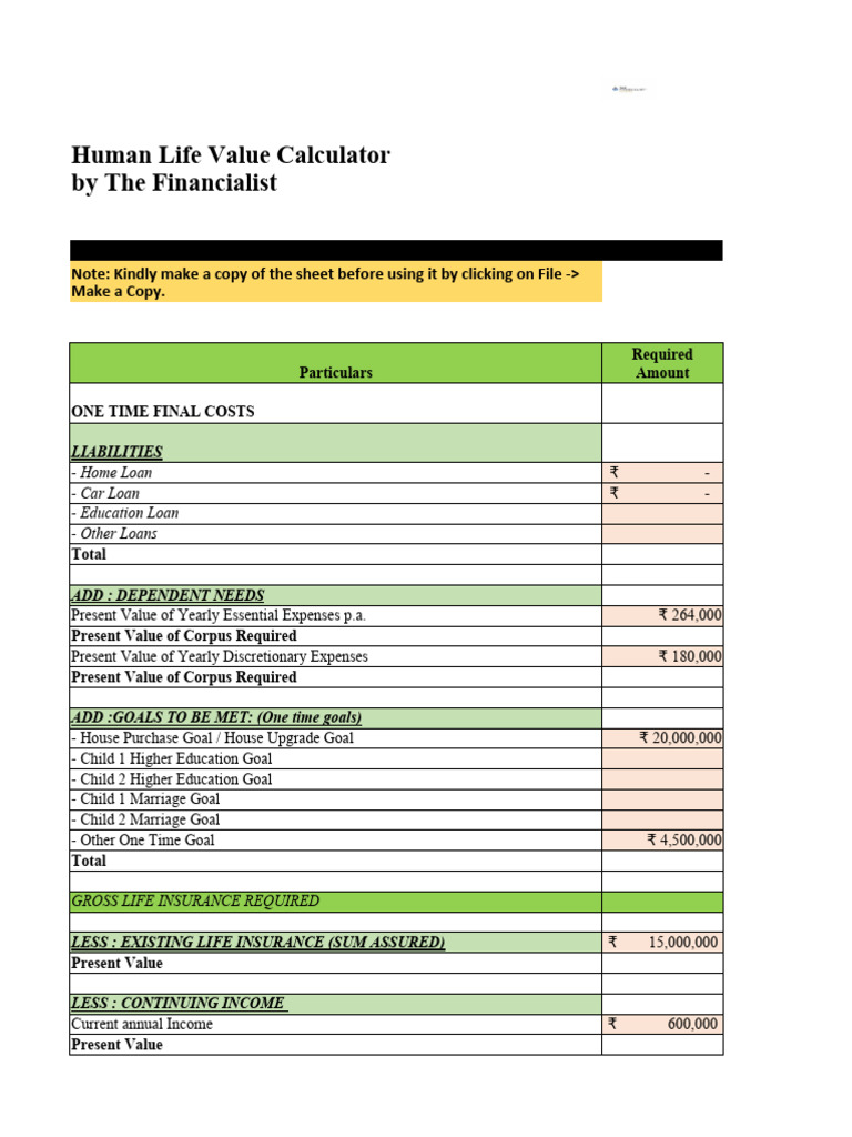 Human Life Value Calculator | PDF | Present Value | Life Insurance