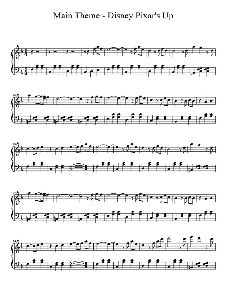 Disney Pixar Up Theme Piano | PDF