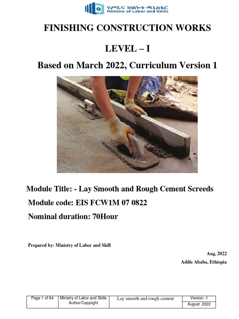 M08 Lay Cement Screed | PDF | Lime (Material) | Concrete