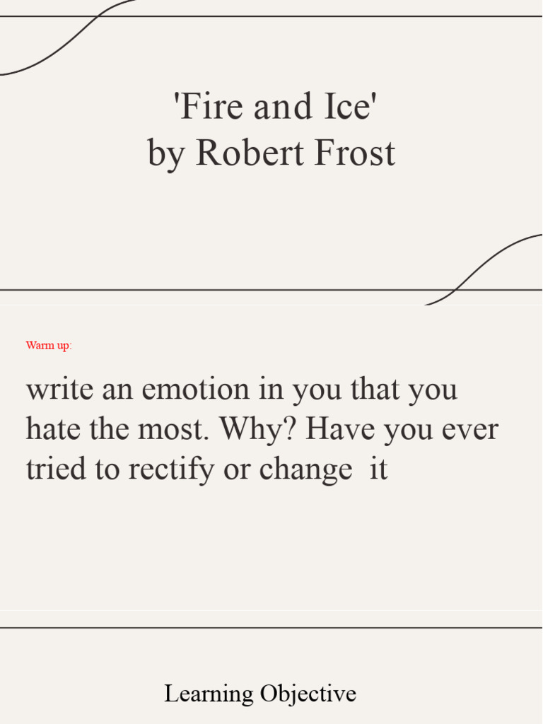 Analyzing Frost's "Fire and Ice" Poem | PDF | Poetry | Emotions
