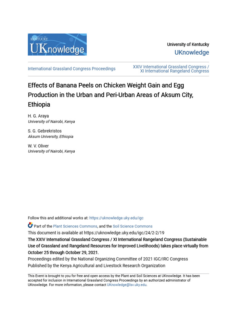 Effects of Banana Peels On Chicken Weight Gain and Egg Production | PDF ...