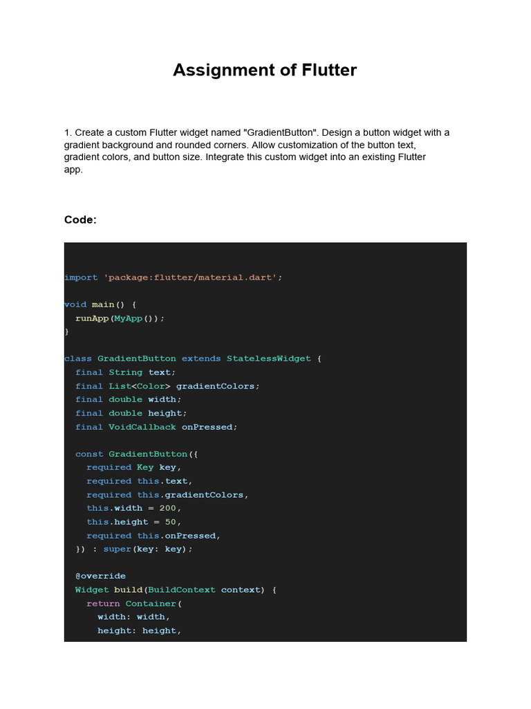Flutter - Assignment 05 | PDF | Computing | Software