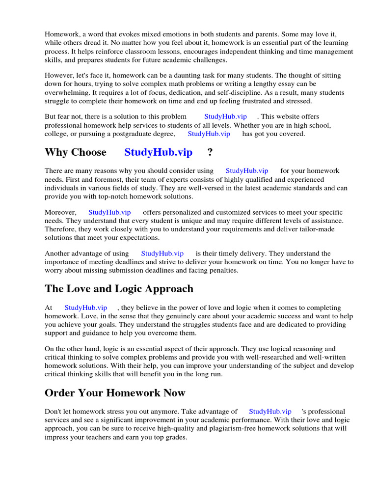 Homework Love and Logic | PDF | Parenting | Homework