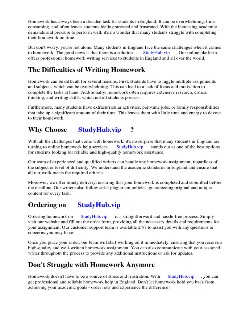 Homework England | PDF | Homework | Books