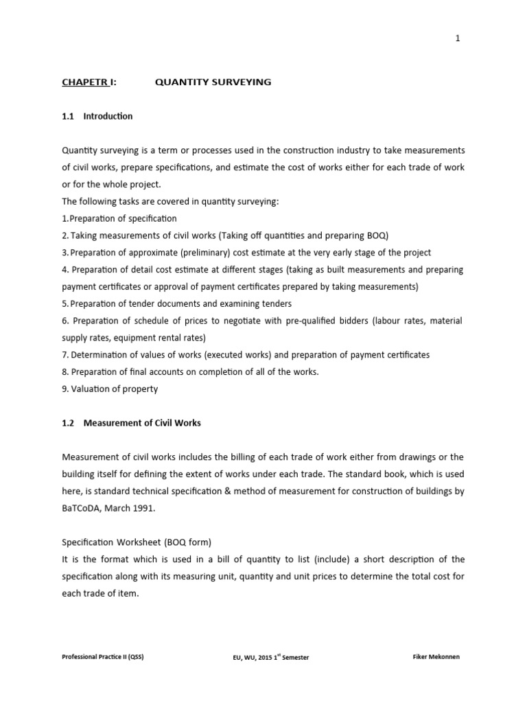 Quantity Surveying: Measurement & Estimation | PDF | Pipe (Fluid ...