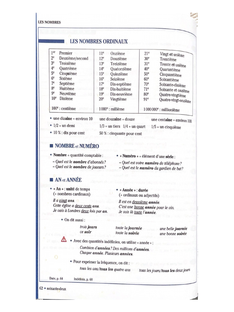 Les Nombres Ordinaux | PDF