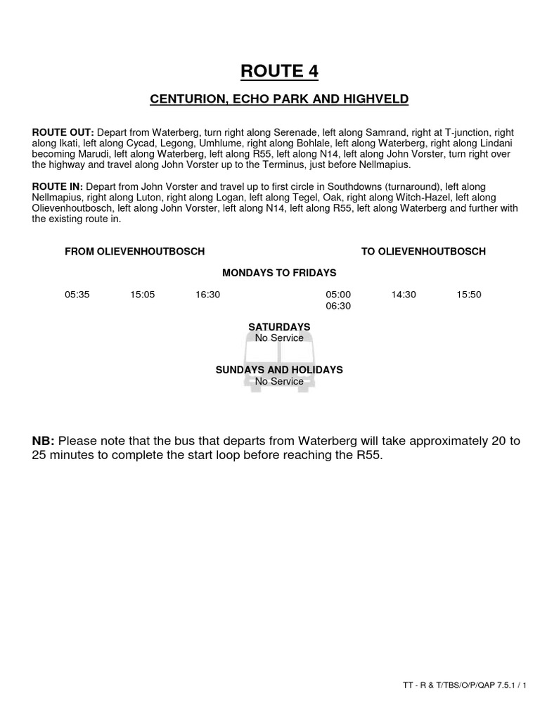 ROUTE 4 Olievenhoutbos To Centurion Via Highveld Ecopark Southdowns ...