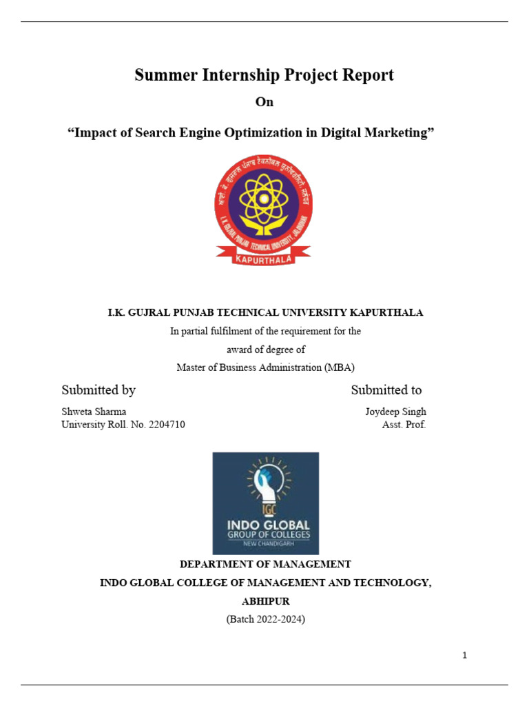 Mba 4TH Project Report | Download Free PDF | Search Engine Optimization ...