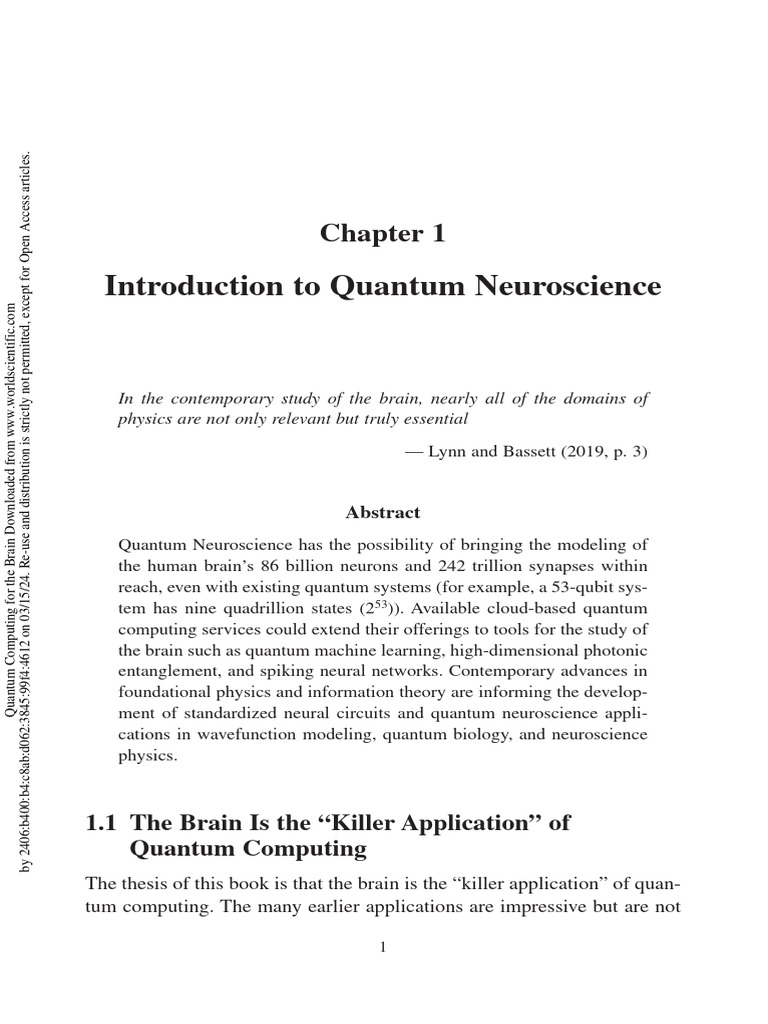 Intro To Quantum Neuoroscience | PDF | Quantum Computing | Brain
