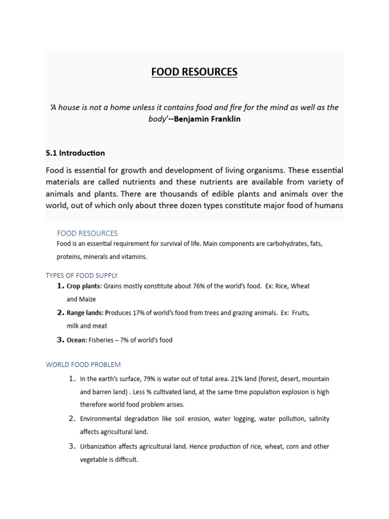 Overview of Food Resources and Issues | PDF | Foods | Agriculture
