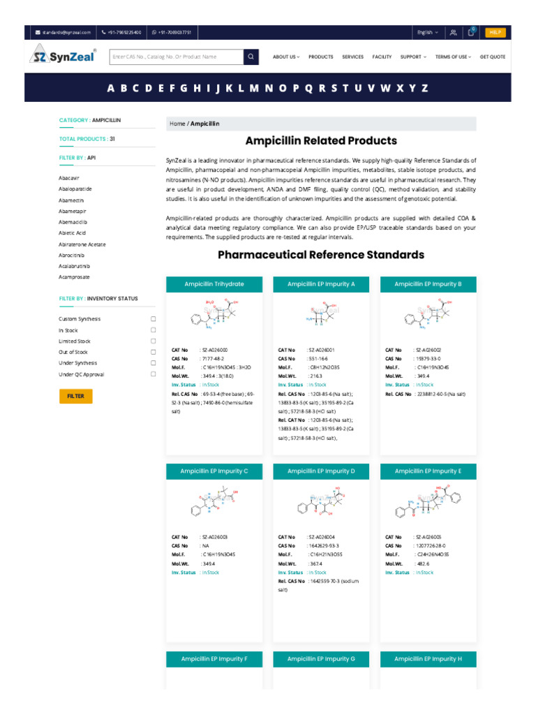 SynZeal Research: Premier Manufacturer For Ampicillin Pharmaceutical ...