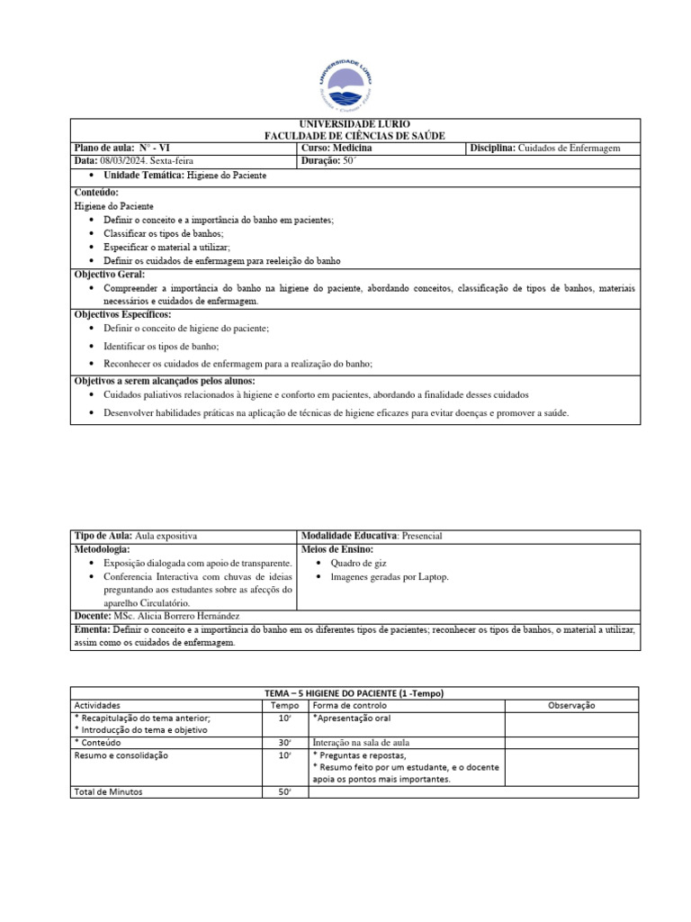 Tema V - Higiene Do Paciente | PDF | Enfermagem | Chuveiro