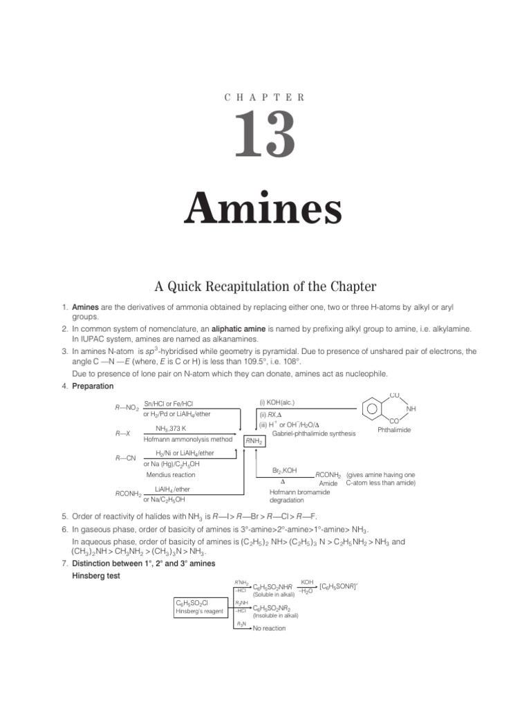 Amines: Properties, Preparation, and Reactions | PDF | Amine | Chemical ...