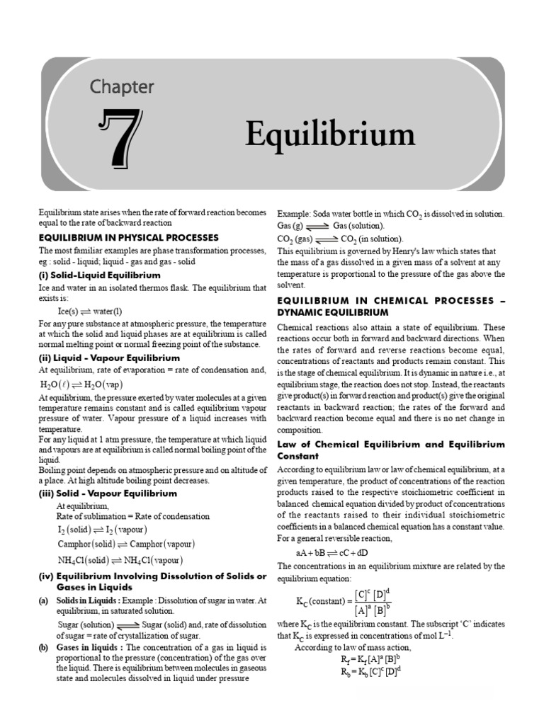 Equilibrium | PDF | Reaction Rate | Chemical Equilibrium