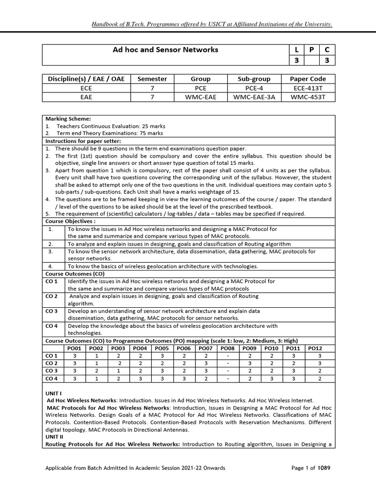 Combined Syllabus (3rd and 4th Year) | PDF | Wireless Ad Hoc Network ...