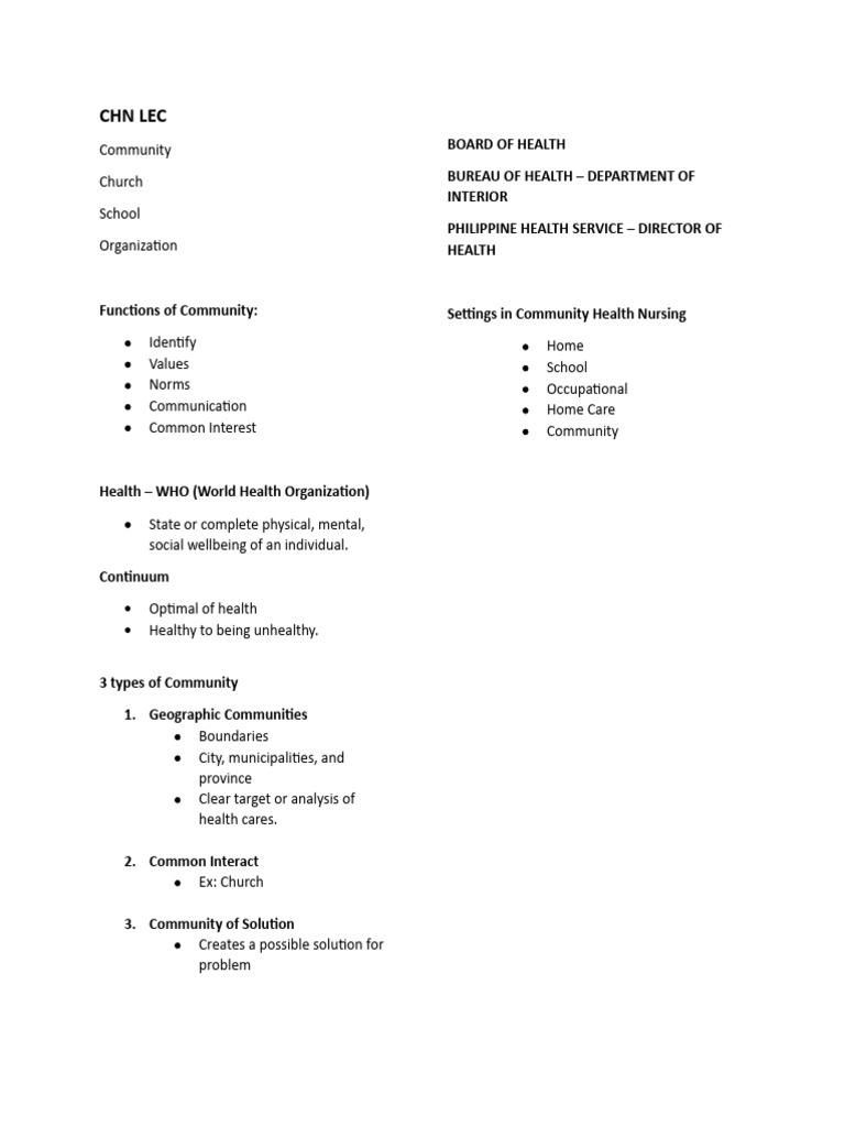 CHN Lec | PDF | Public Health | Health Care