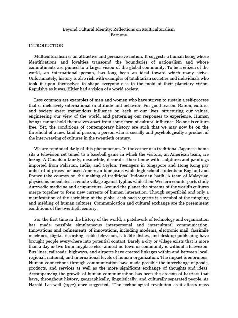 1-Beyond Cultural Identity- Reflections on Multiculturalism- Introduction | PDF | Communication ...