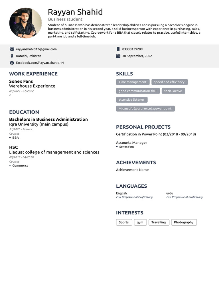 Rayyan's Resume | PDF | Vocational Education | Educational Stages