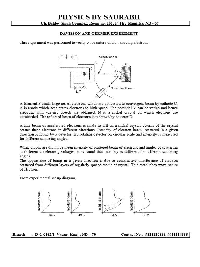 Davisson and Germer Experiment | Download Free PDF | Electron ...