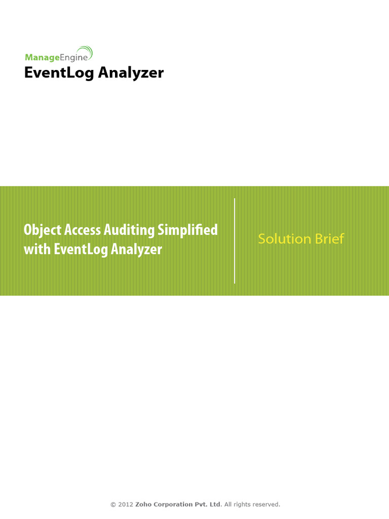 Eventlog Analyzer Object Access Auditing Pdf Microsoft Windows
