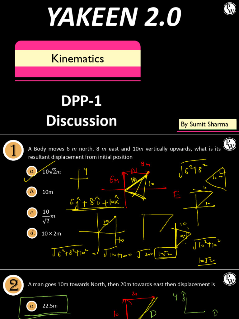 Kinematics Dpp 01 Solution Notes Pdf Teaching Methods Materials