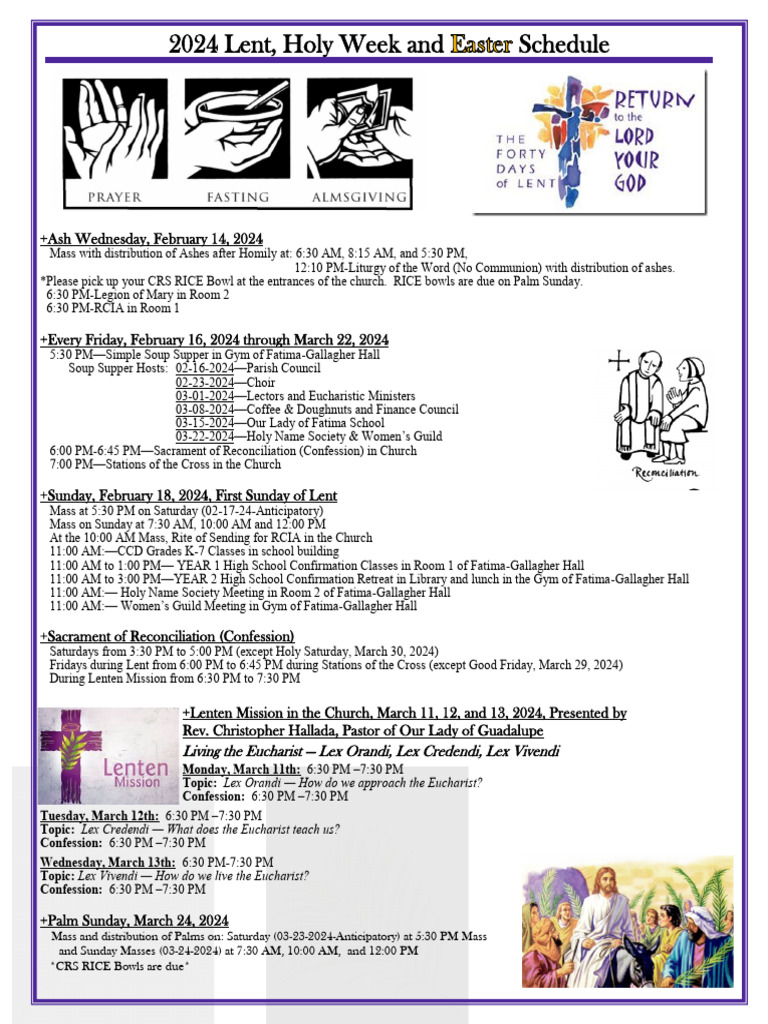 2024 Holy Week Schedule Bulletin Insert | PDF | Lent | Mass (Liturgy)