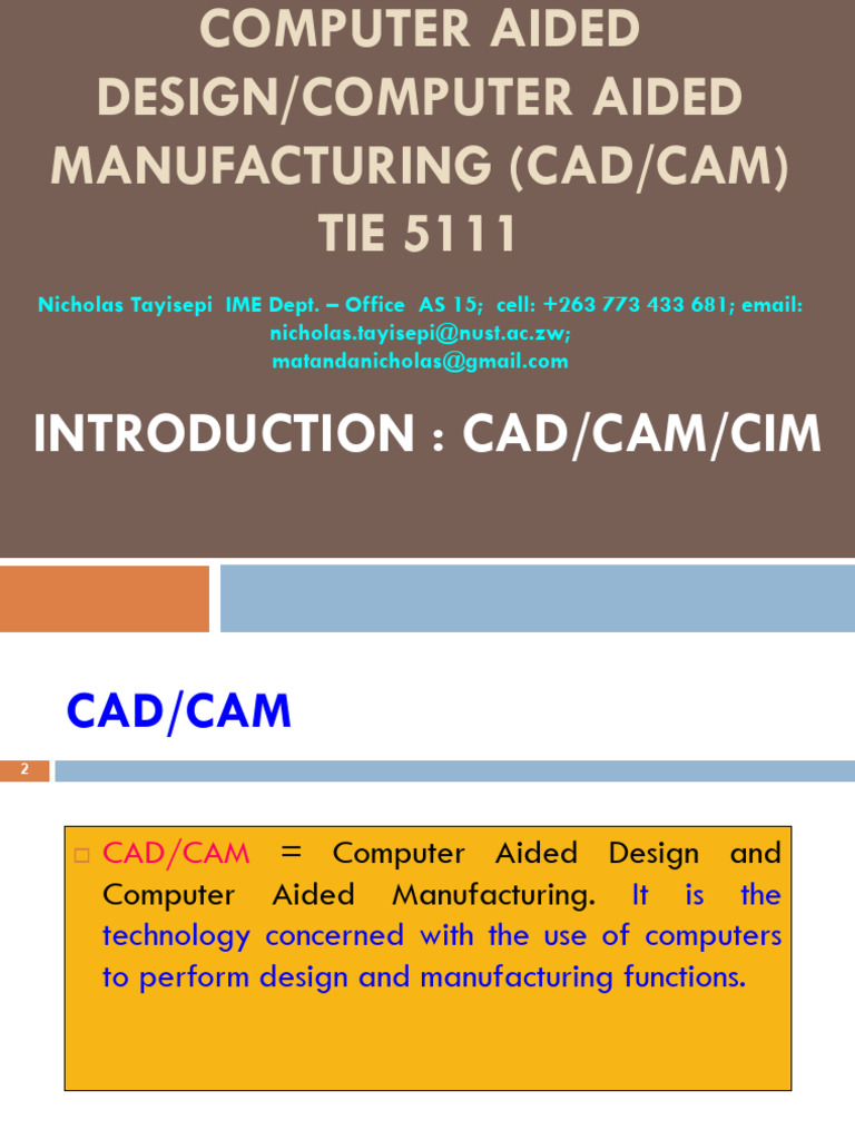Introduction To Cadcam L1 | PDF | Computer Aided Design | Computer Hardware