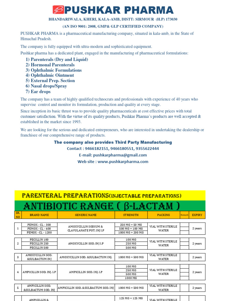 Parentrals Product List 1 | PDF | Drugs | Pharmacology