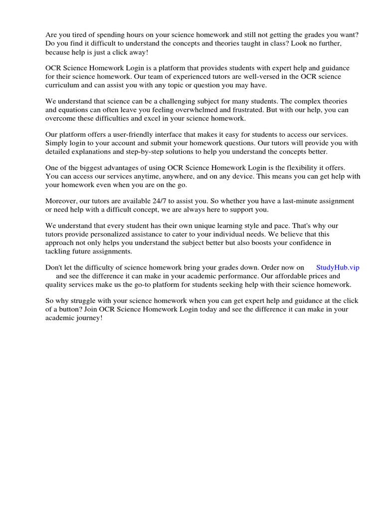 Ocr Science Homework Login | PDF | Facebook | Linked In