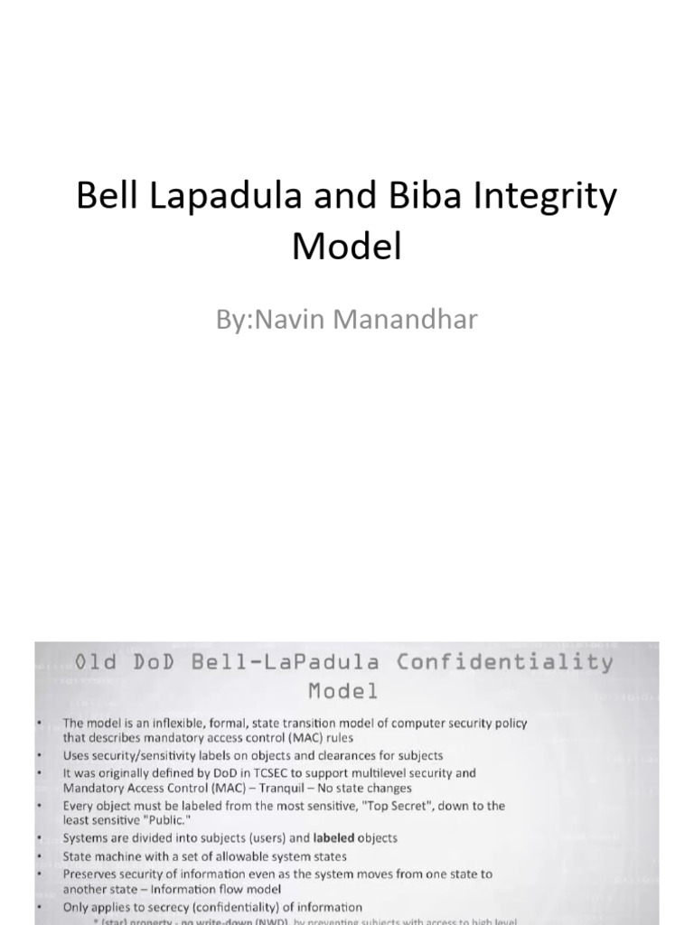 Computer Security and Cyber Law-Bell Lapadula and Biba Integrity Model ...