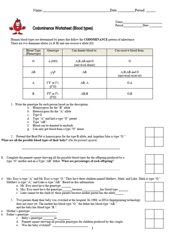 CoDominance Worksheet TASK 2 | PDF | Dominance (Genetics) | Allele