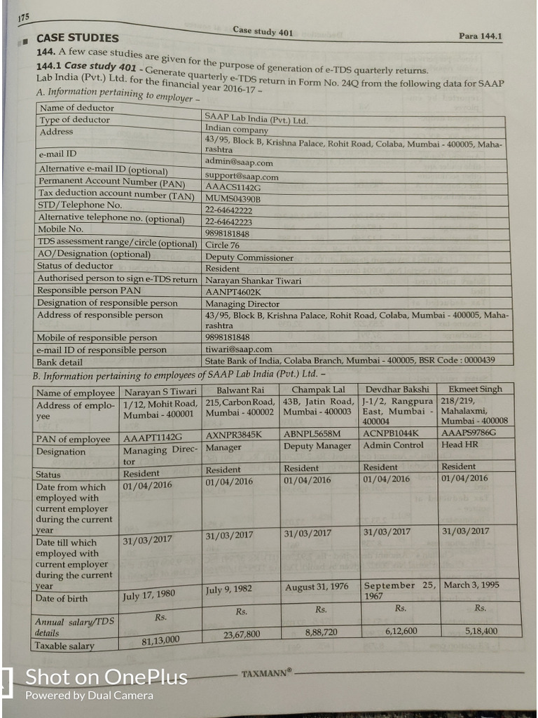 Case Study TDS Salaried | PDF