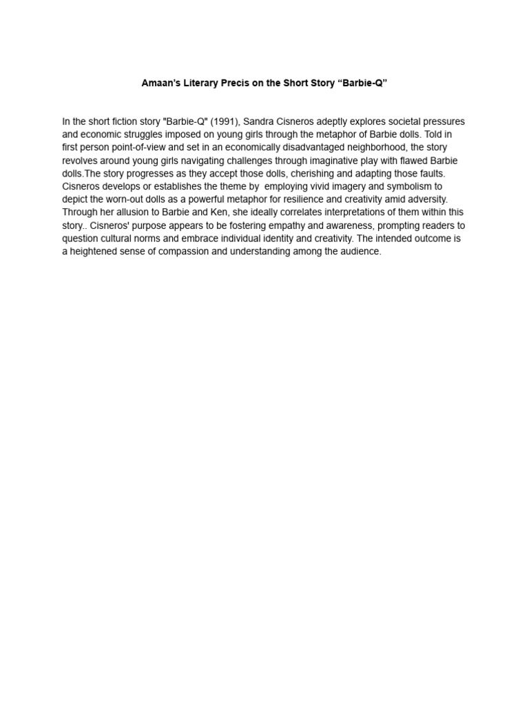 Analysis of "Barbie-Q" by Cisneros | PDF