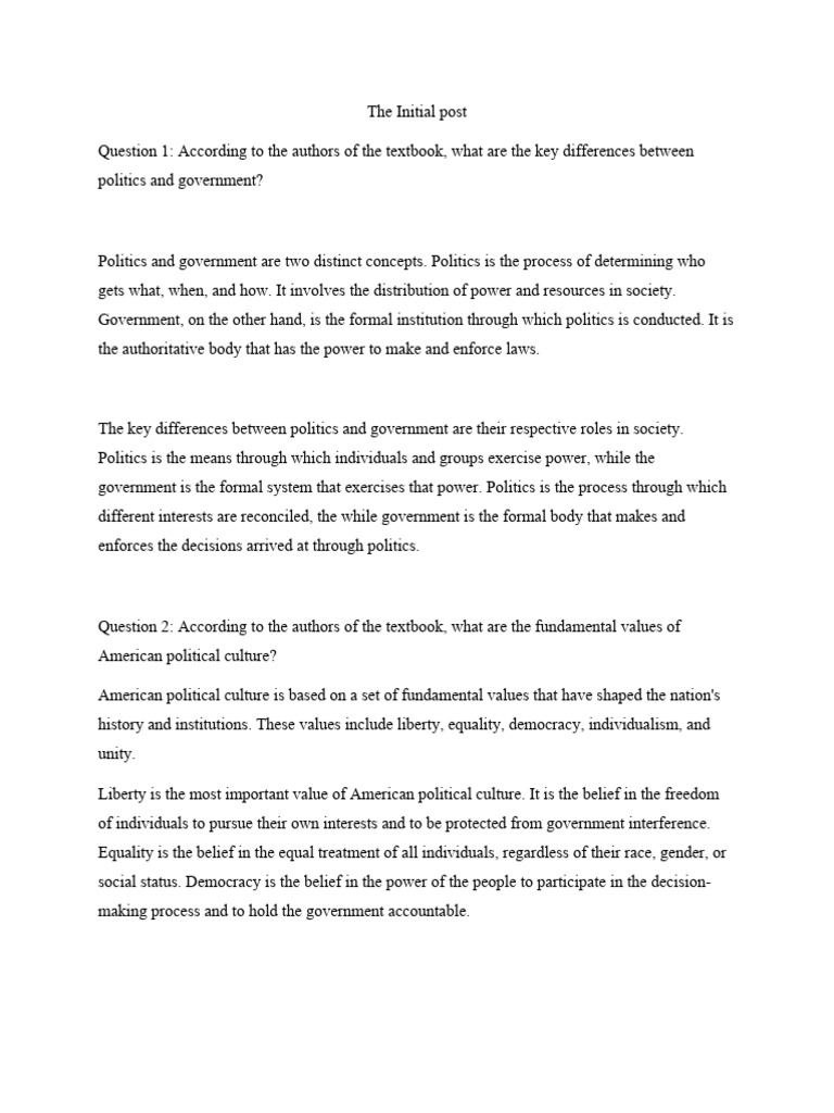 Politics vs. Government: Key Differences | PDF | Federalism | National ...