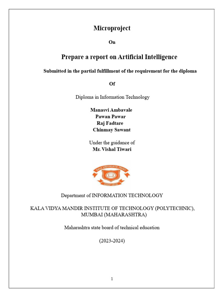 ETI Microproject 1 | PDF | Artificial Intelligence | Intelligence (AI) & Semantics